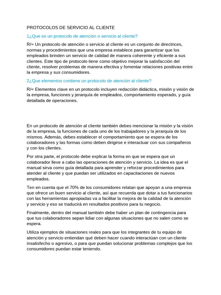 Protocolo de Servicio Al Cliente | PDF | Servicio al Cliente | Business