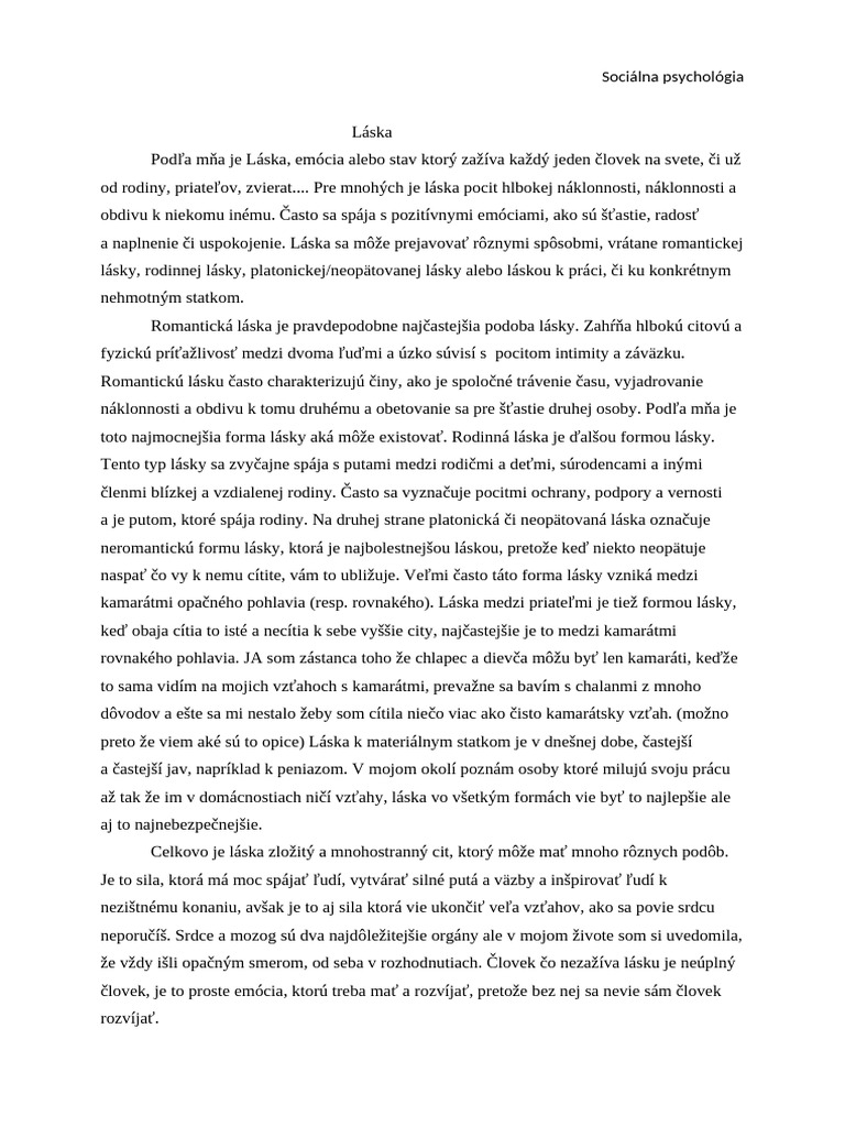 Láska - Esej | PDF