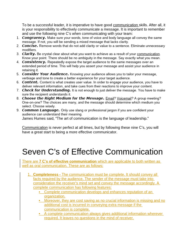 7 C's of Communication | PDF | Communication | Information