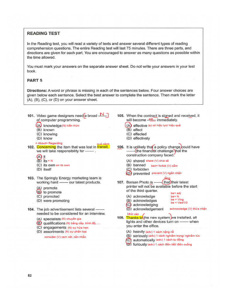 Homework Reading A (Part 5+6) ETS 2023 Test 3 | PDF
