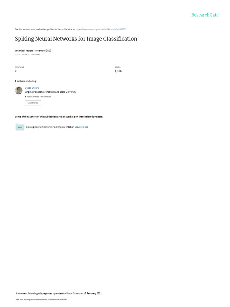 Spiking Neural Nets For Image Classification | PDF | Artificial Neural ...