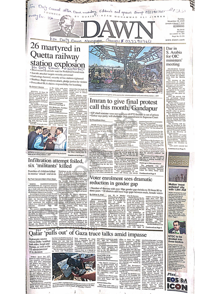 10 November Dawn Newspaper 2024 by 03229117651 | PDF