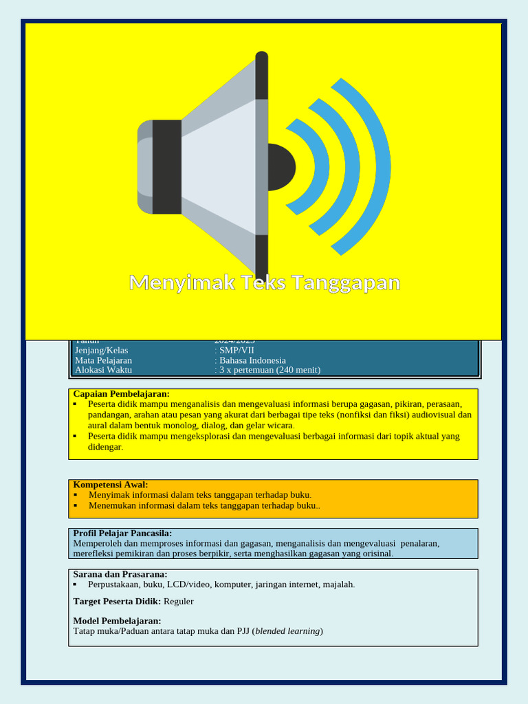 Modul Ajar BINDO Klas 7 Bab 6 Buku Fiksi-Nonfiksi | PDF