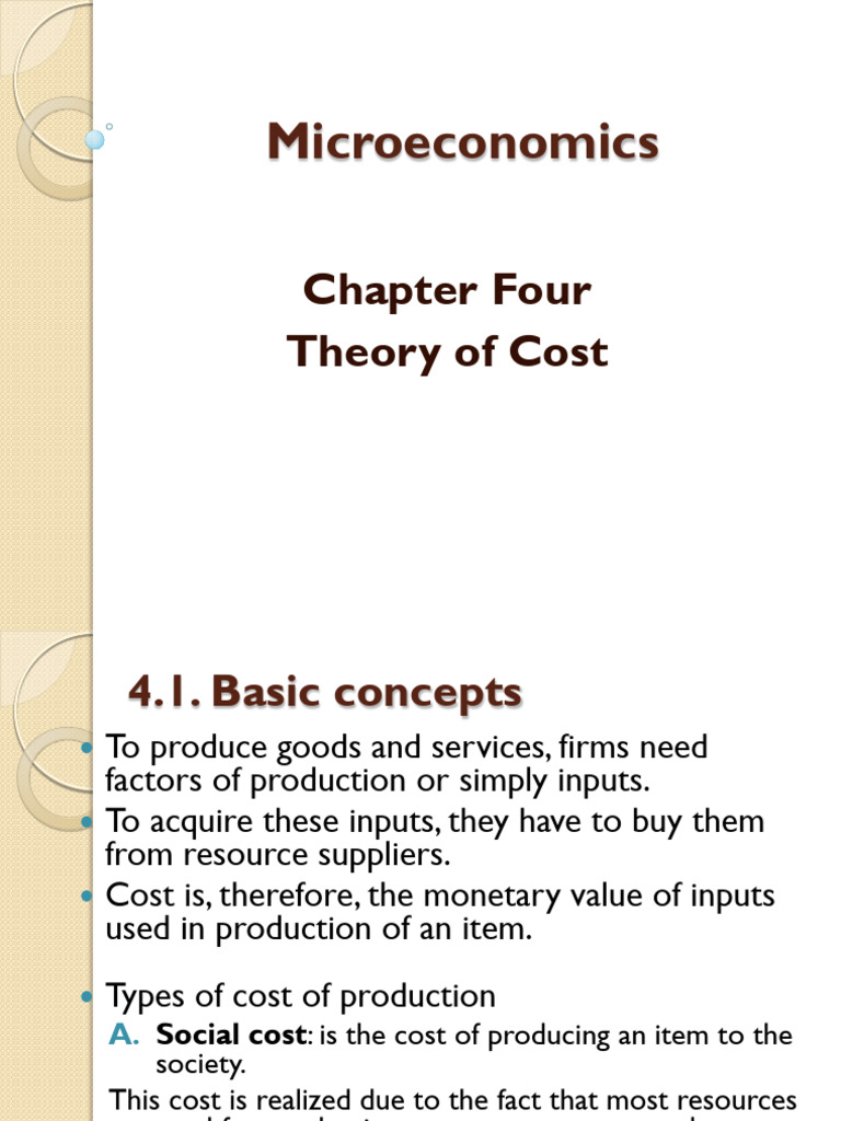 Microeconomics Chapter Four | PDF | Average Cost | Marginal Cost