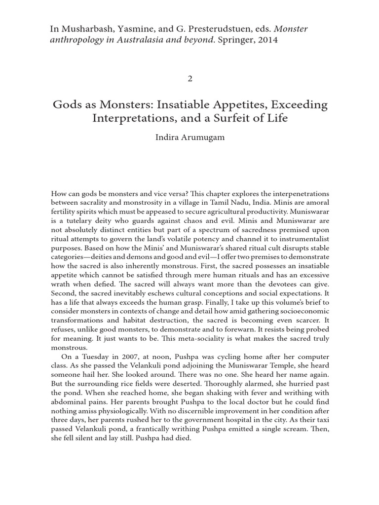 Arumugam I 2020 - Gods As Monsters - Insatiable Appetites, Exceeding ...