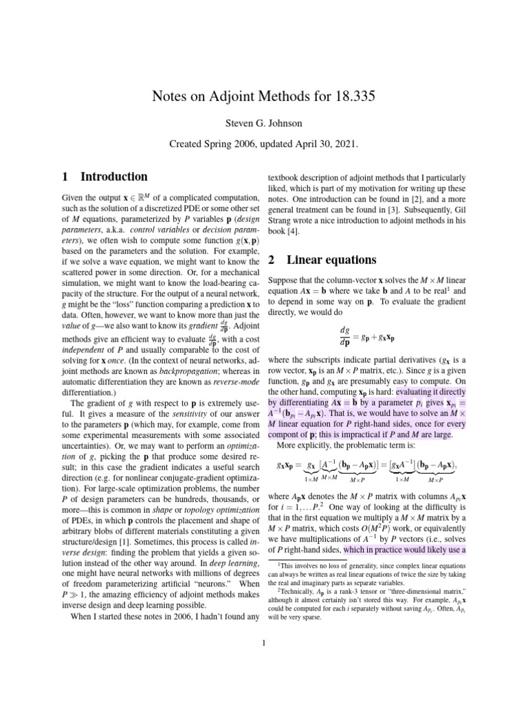 Adjoint Methods for Engineers | PDF | Eigenvalues And Eigenvectors ...