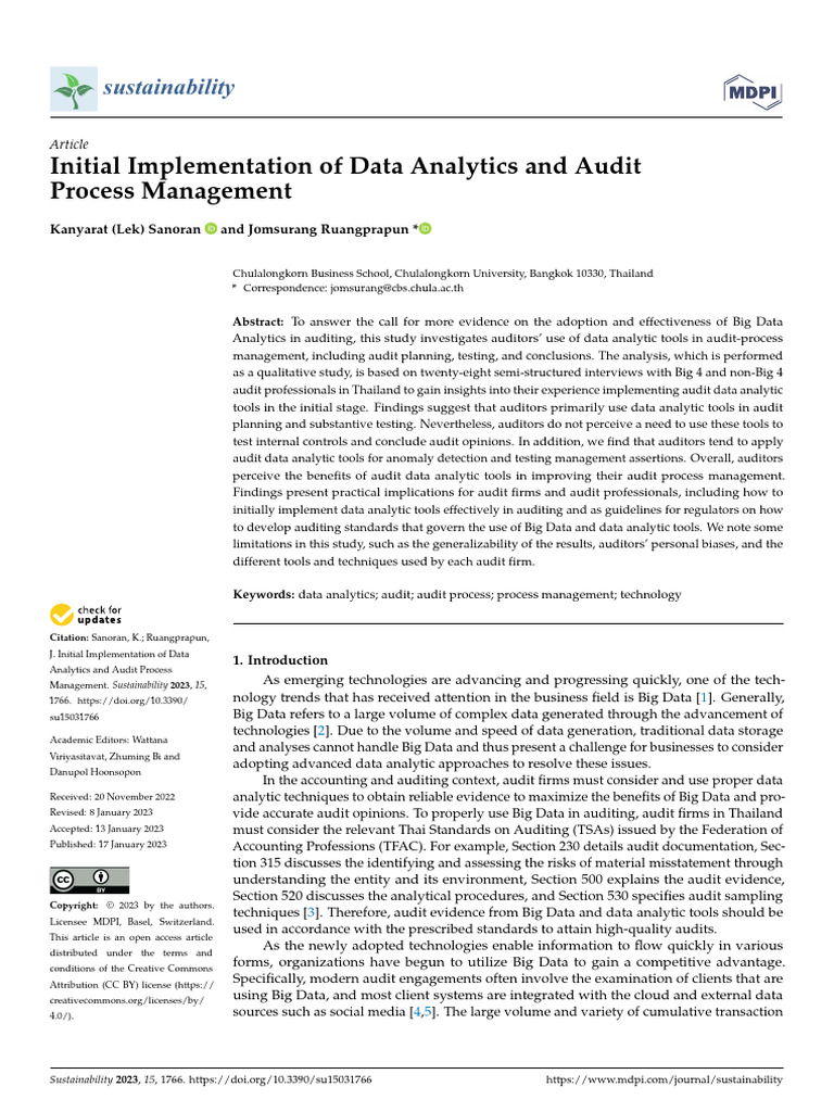 Initial Implementation of Data Analytics and Audit | PDF | Audit ...