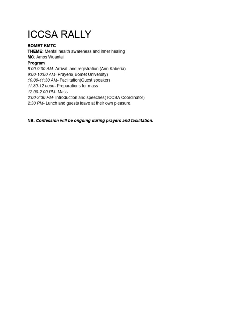 ICCSA Rally Program - 1 | PDF | Religion & Spirituality