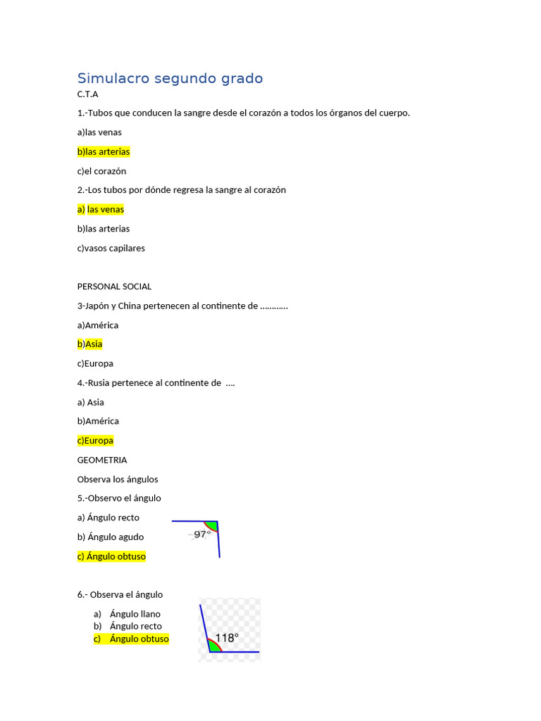Simulacro Segundo Grado | PDF