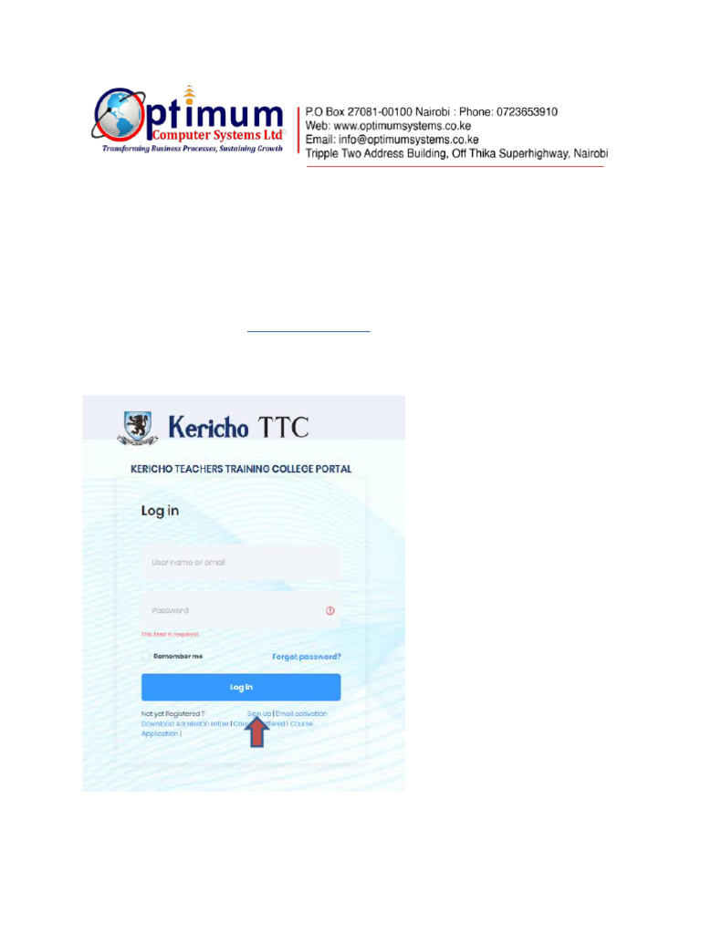 Kericho TTC School Portal Navigation Guide | PDF