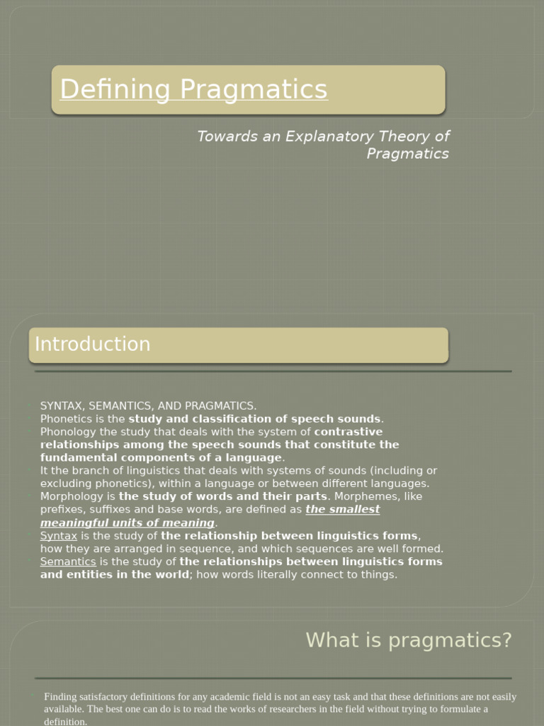 Defining Pragmatics DS 1 | PDF | Linguistics | Grammar