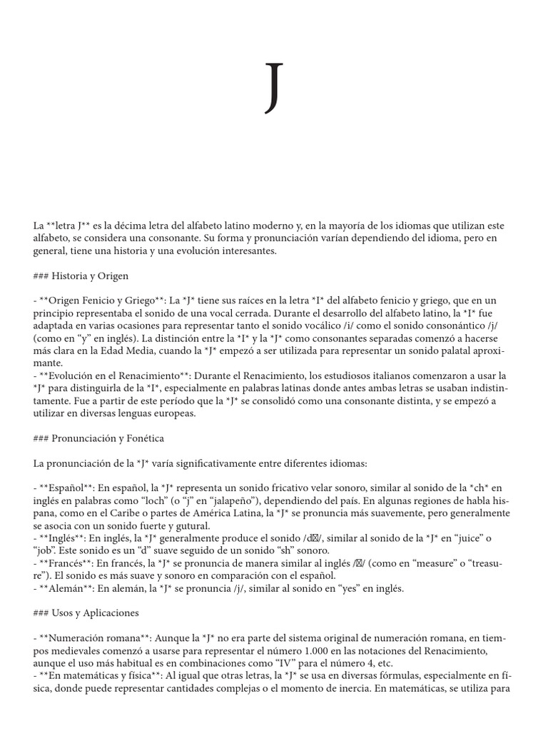 Historia y Uso de la Letra J | PDF | Alfabeto | latín