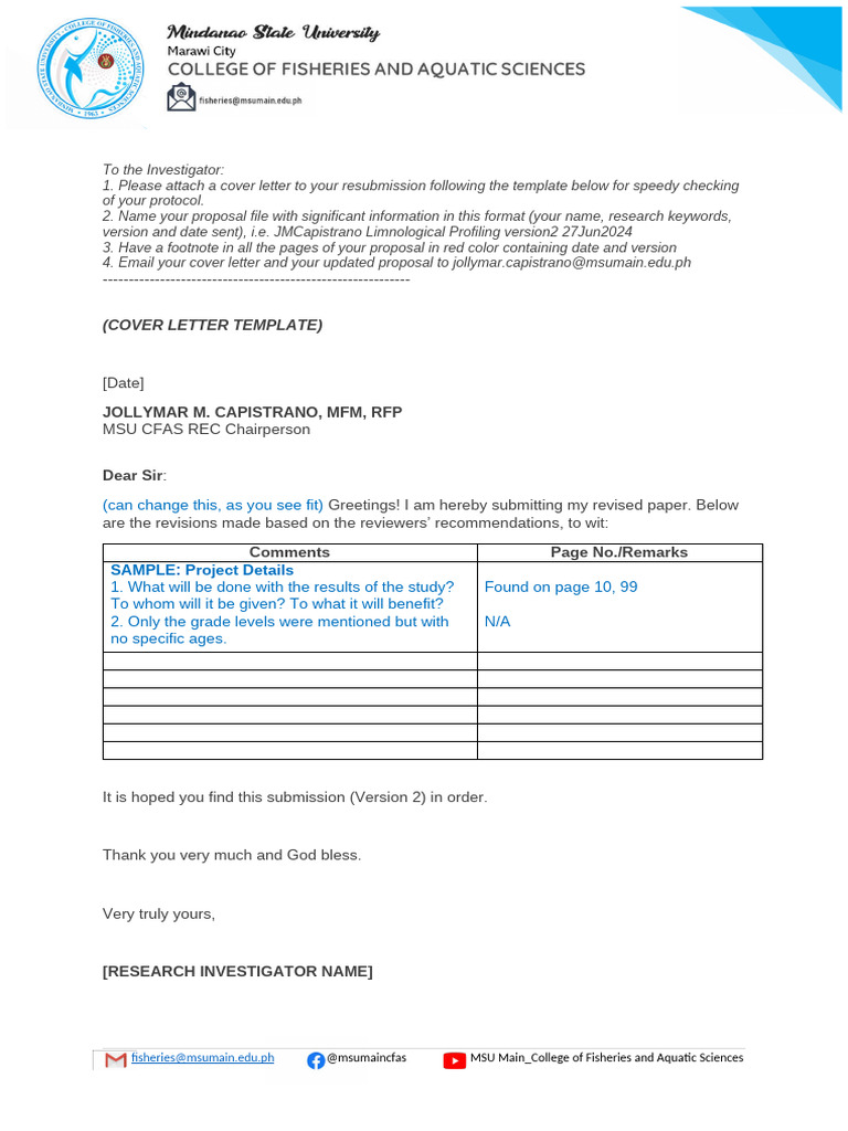 FORM1.1 Resubmission Details Format | PDF