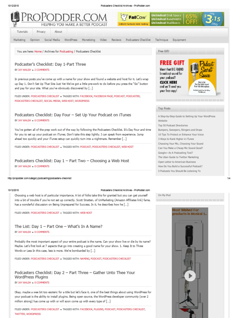 Podcasters Checklist Archives - ProPodder | PDF | Podcast | Word Press