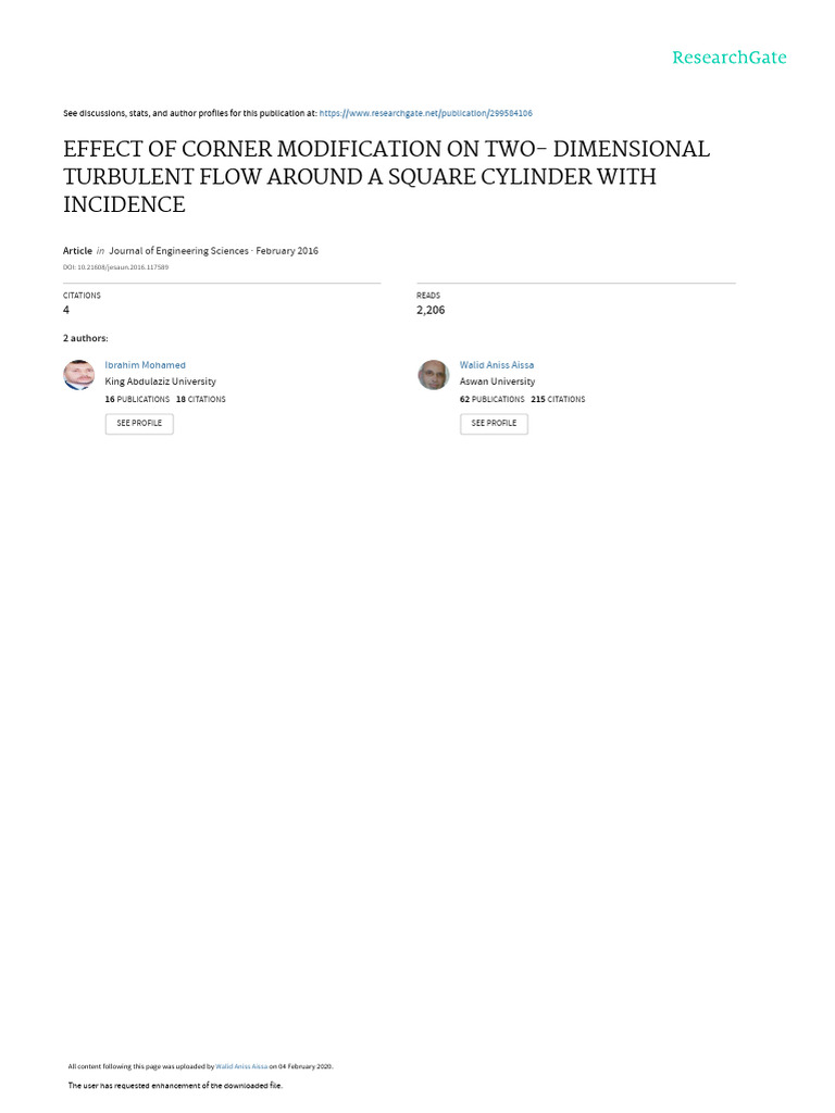 Effect of Corner Modification On Two-Dimensional Turbulent Flow Around ...