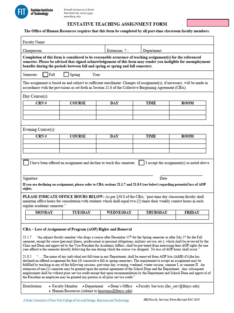 Tentative Teaching Assignment Form | PDF | Academic Term | Labor