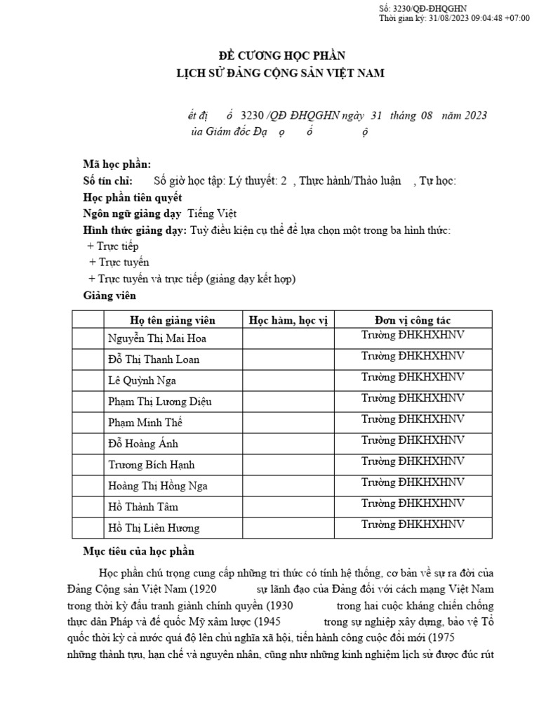 Lich Su Dang Cong San Viet Nam (Khong Chuyen) | PDF