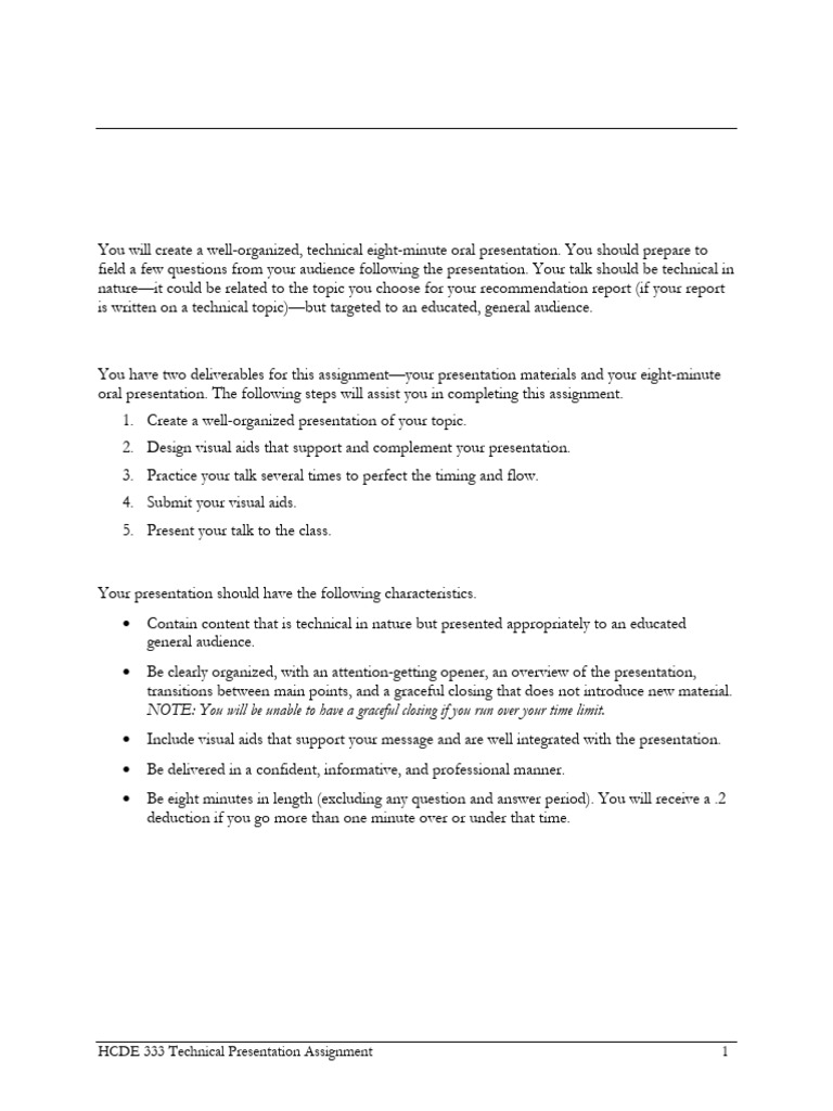 HCDE 333 Technical Presentation Assignment Description | PDF | Human ...