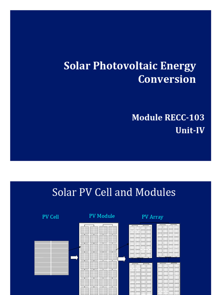 Solar PV Unit - IV - RET - 103 (A) | PDF | Photovoltaics | Solar Cell