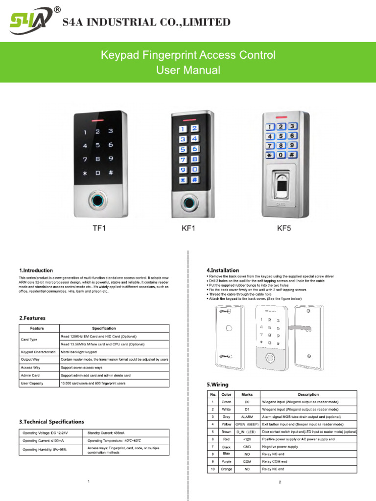 TF1 KF1 KF5 Manual | PDF
