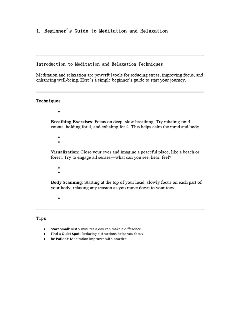 Beginner's Guide To Meditation and Relaxation | PDF