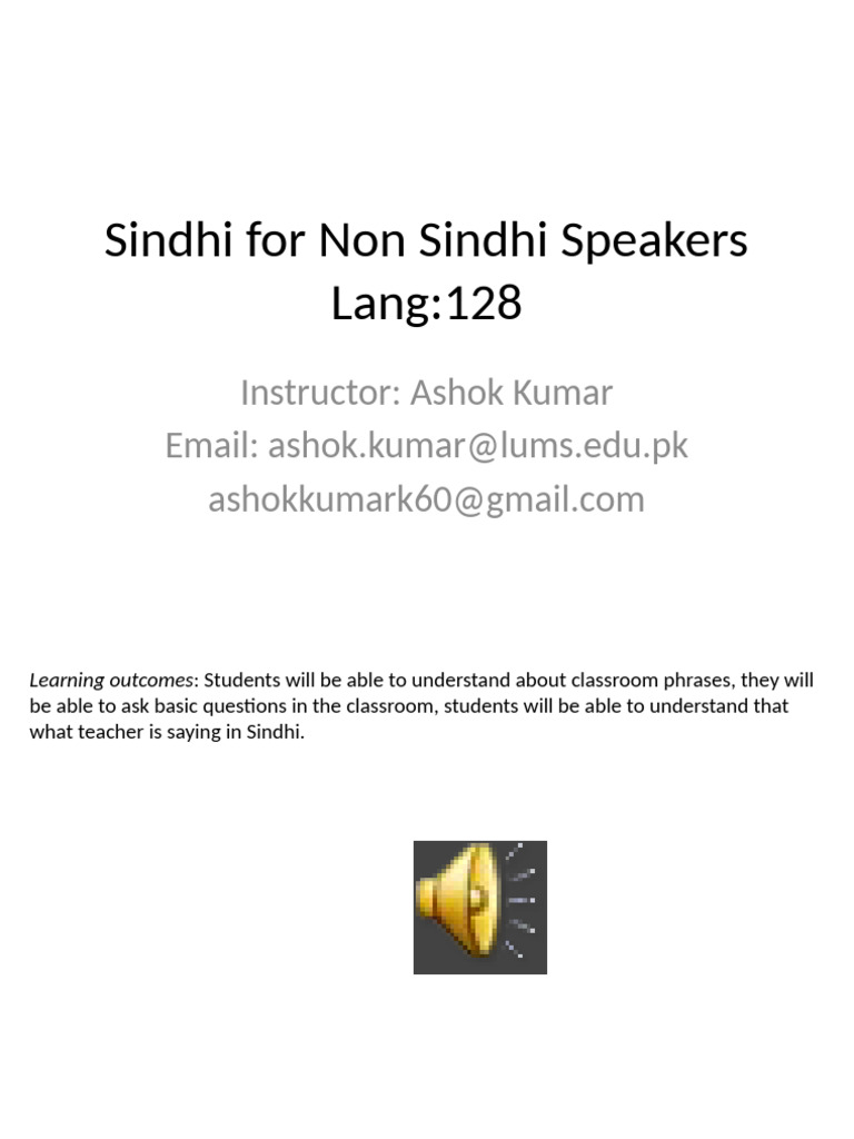 Basic Classroom Phrases Lecture3-Sindhi 1 2 | PDF