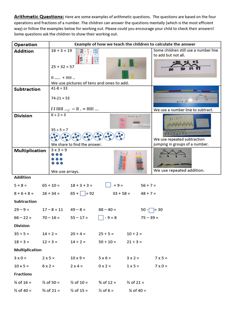 Arithmetic Questions Sats Info Pack Page | PDF | Teaching Methods ...