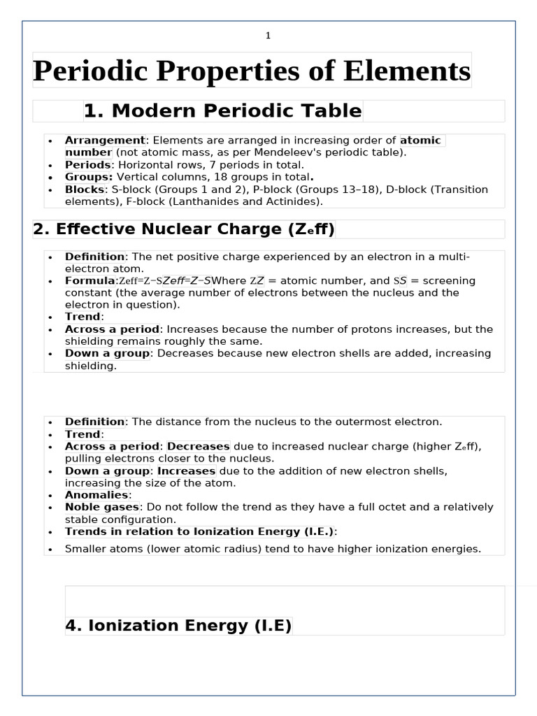 Periodic Properties of Elements | PDF | Ion | Electron Configuration
