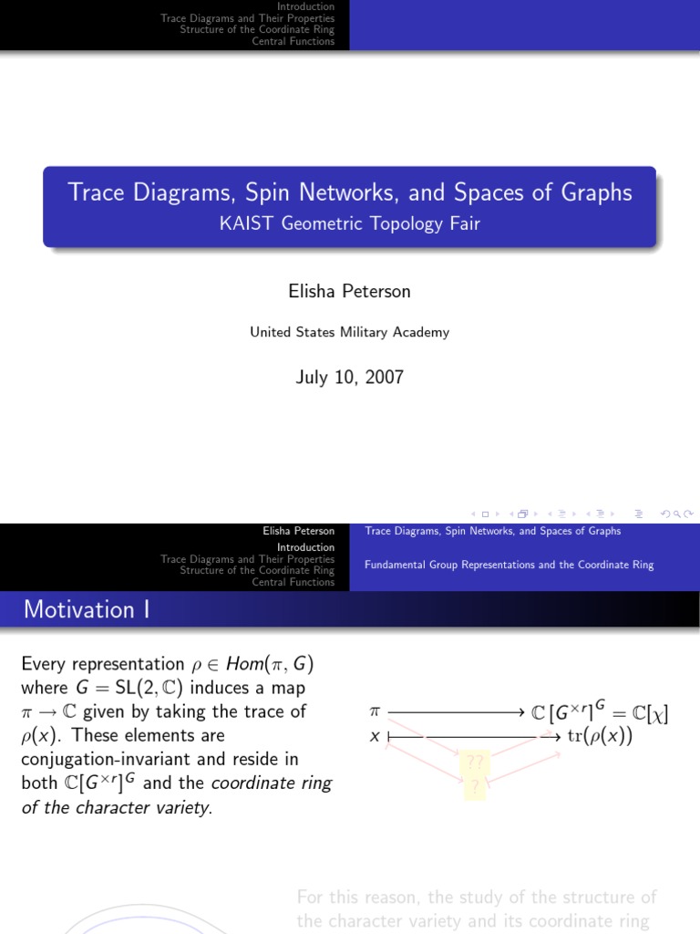 Elisha Peterson - Trace Diagrams, Spin Networks, and Spaces of Graphs | PDF | Mathematical ...