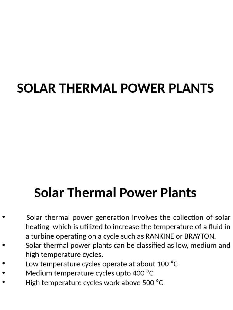Types of Solar Thermal Power Plants | PDF | Power Station | Energy Storage