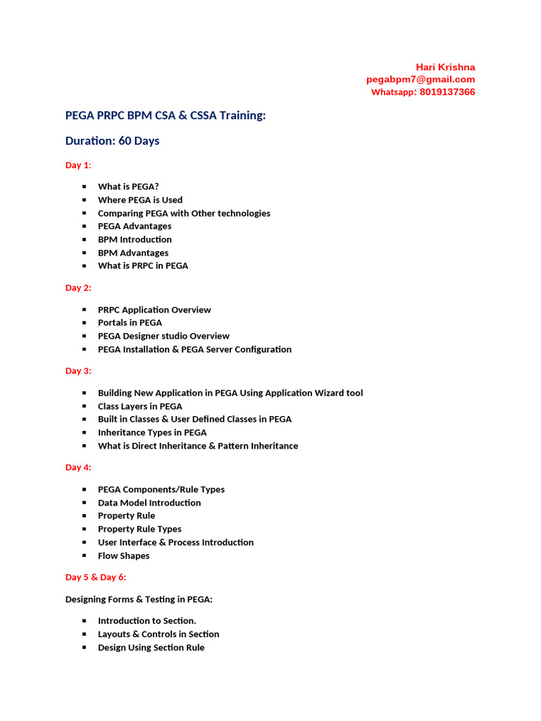 PEGA PRPC BPM Training Course Outline | PDF | Soap | Databases