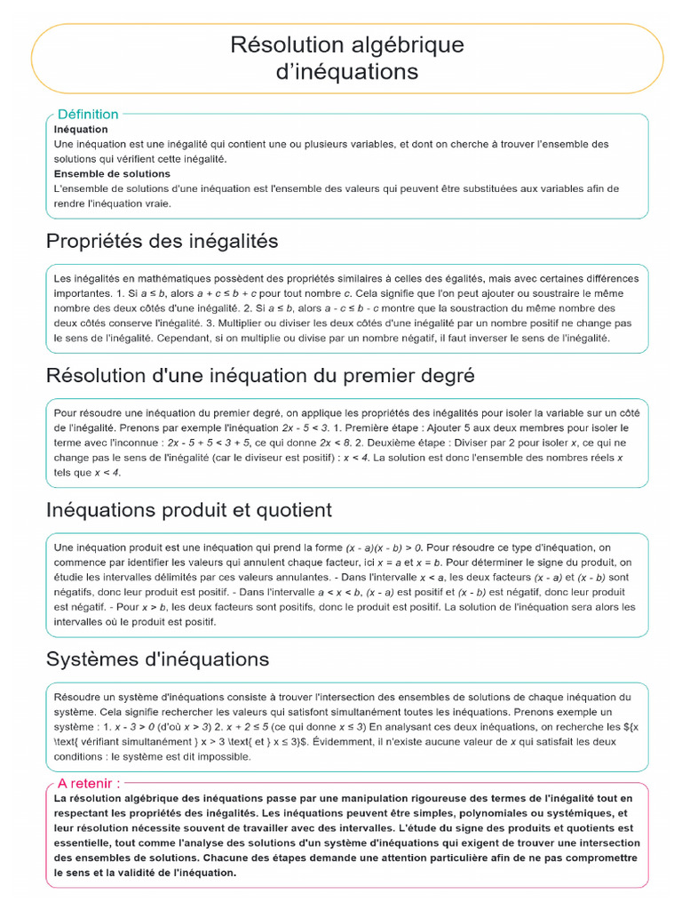 Résolution Algébrique D'inéquations | PDF
