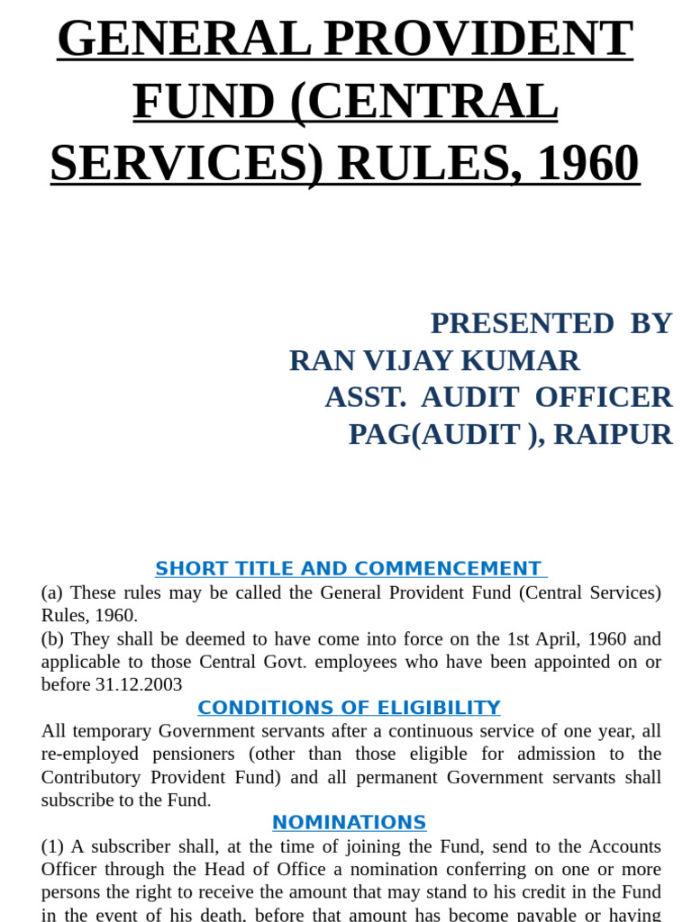 GPF Rules | PDF | Subscription Business Model | Debits And Credits