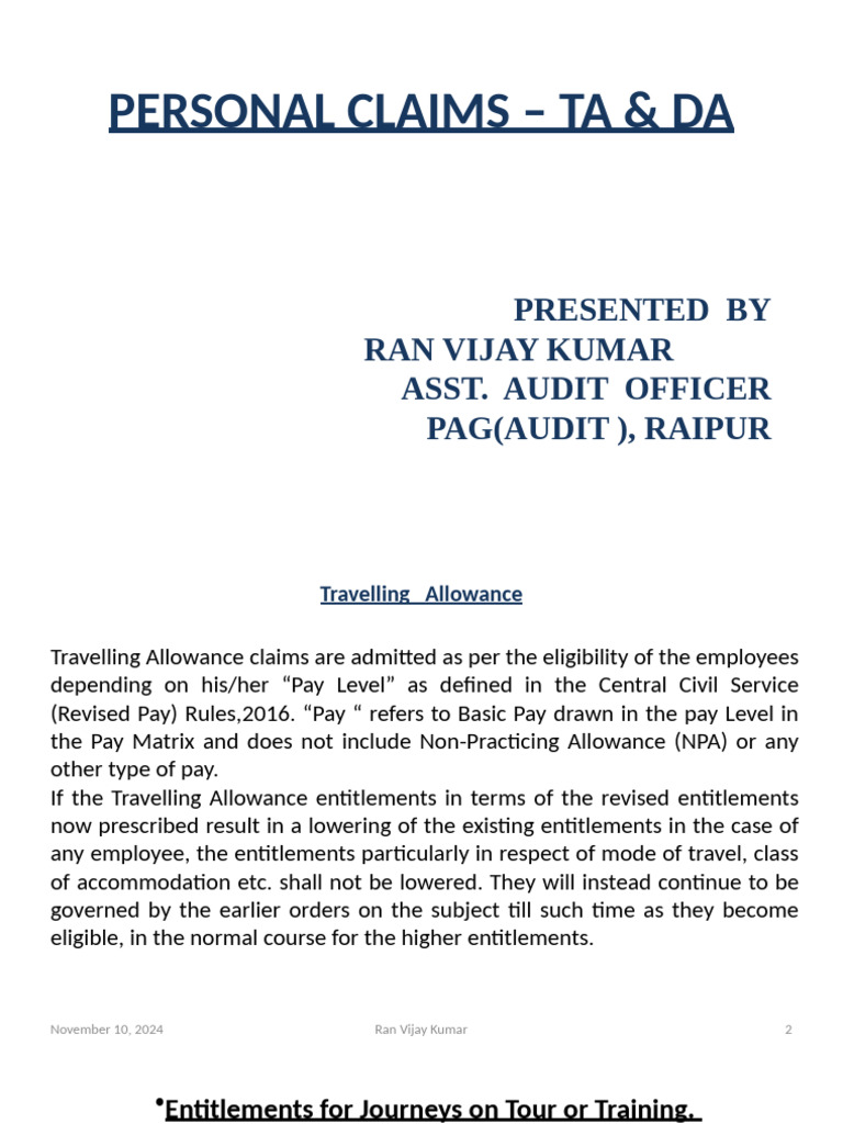 Personal Claims TA &TTA | PDF | Transport | Land Transport