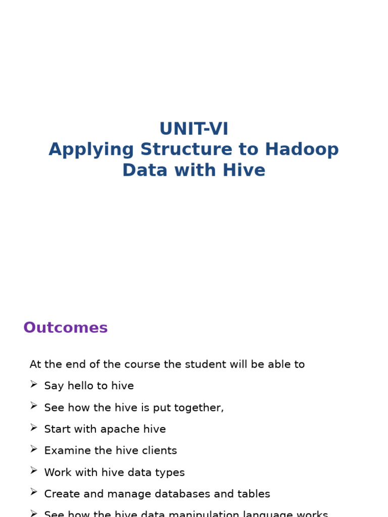 Hive Unit VI | PDF | Computing | Data