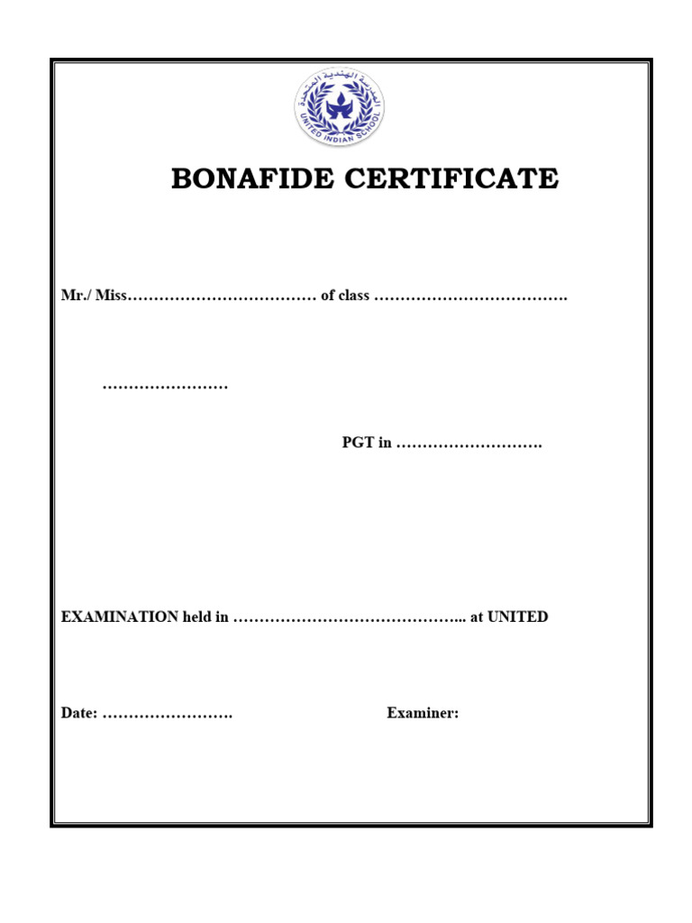 Uis W Bonafide Certificate-New | PDF