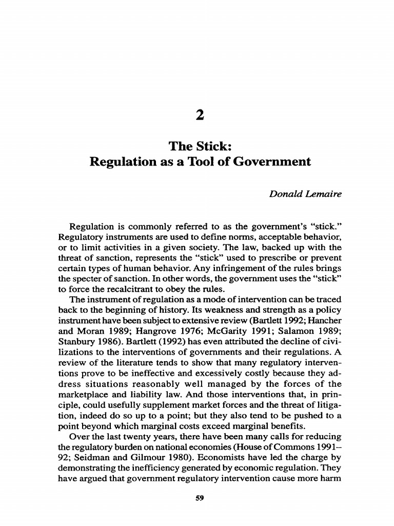 The Stick, Regulation As A Tool of Goverment | PDF | Market (Economics ...