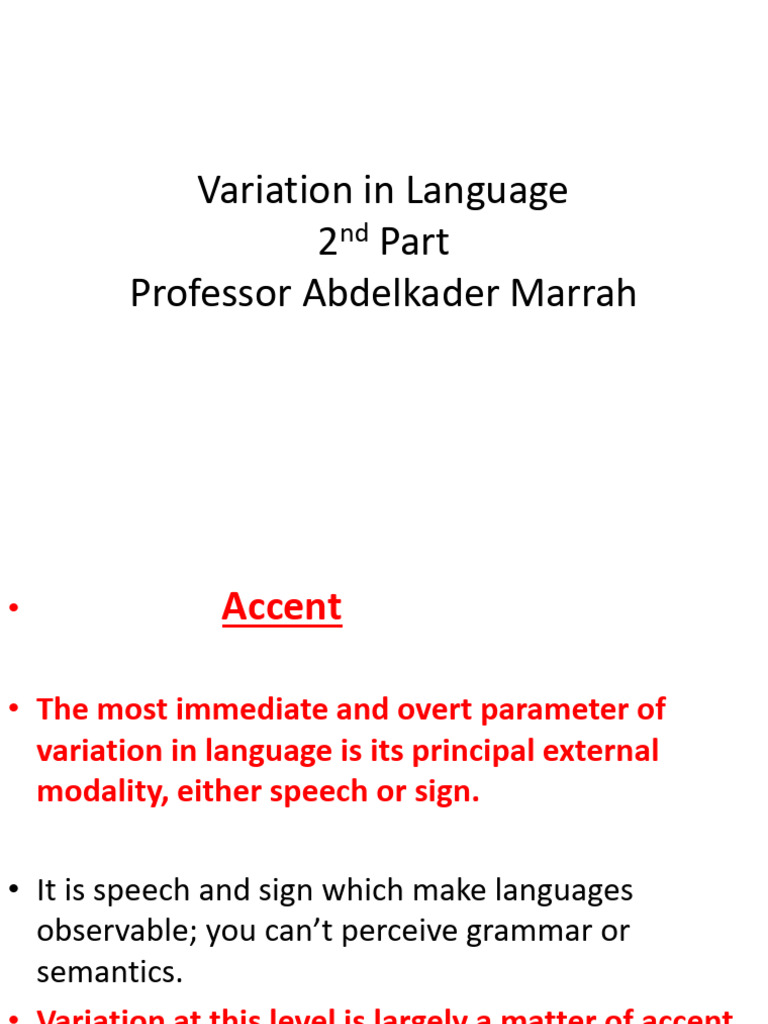 2nd Part of Variation | PDF | English Language | Accent (Sociolinguistics)