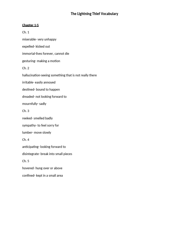 Lightning Thief Vocabulary | PDF | Crossword | Flashcard