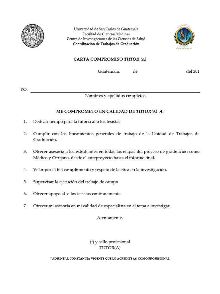 Compromisos Tutor y Asesor USAC | PDF