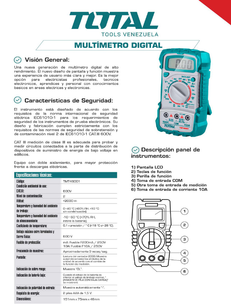 Tmt46001 Multimetro Digital | PDF