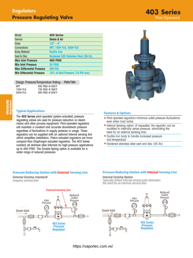 403 Series Watson-Vaportec | PDF | Valve | Mechanical Engineering