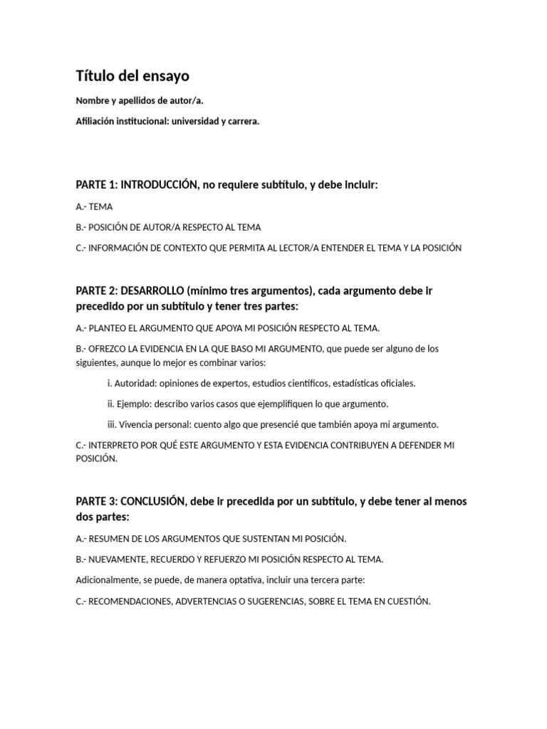 Estructura de Ensayo Académico | PDF