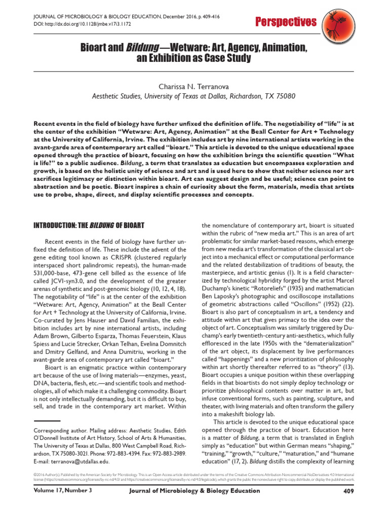 Bioart and Bildung-Wetware Art Agency Animation An | PDF ...