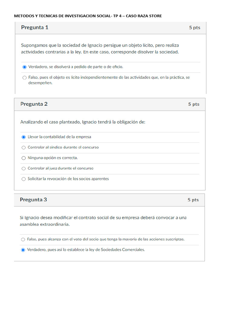 Marco Legal de Las Organizaciones - TP 4 - Caso Raza Store-91.67% | PDF