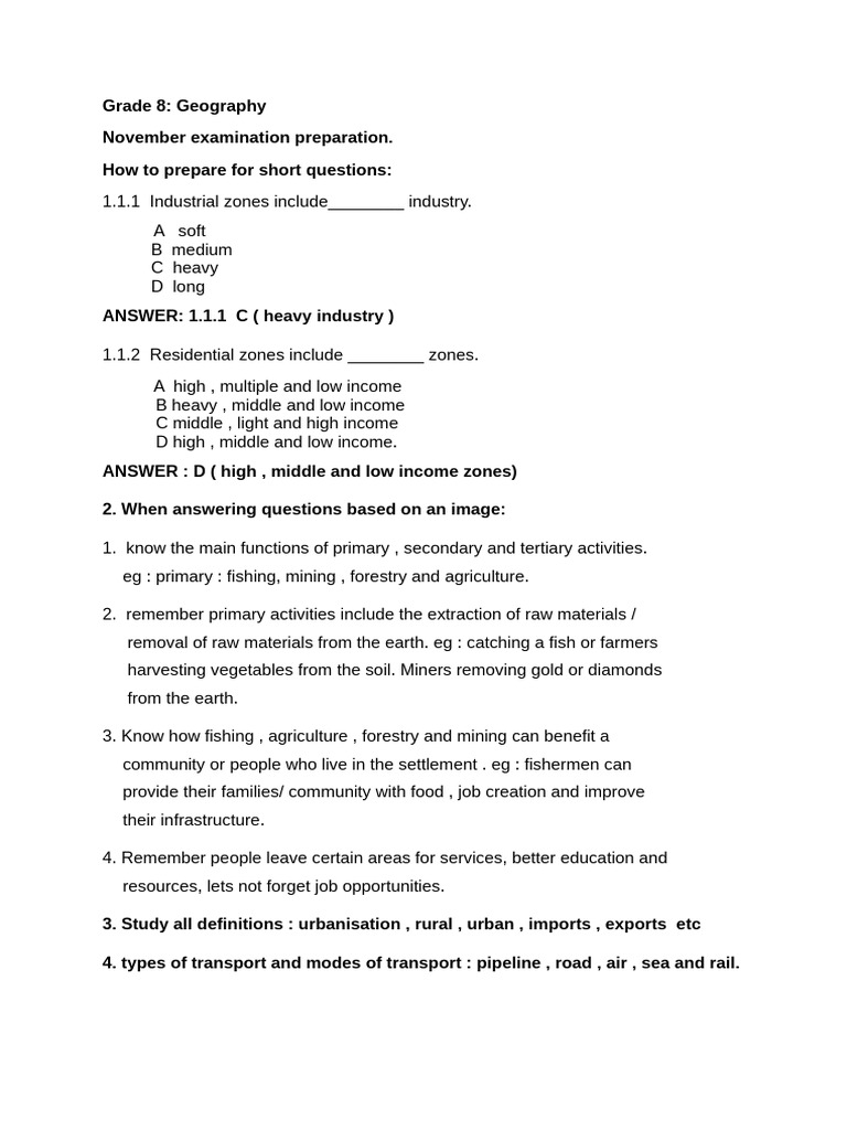 Grade 8 Geography Exam Prep Guide | PDF