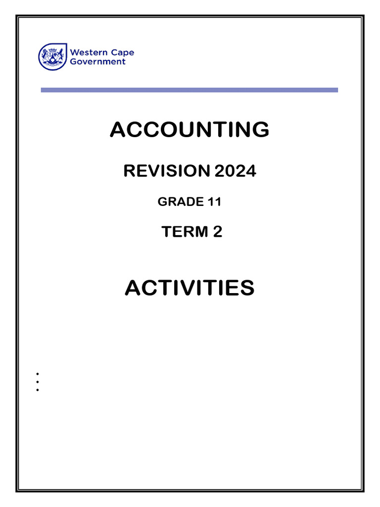 Accounting Grade 11 Revision Term 2 2024 Pdf Equity Finance Balance Sheet