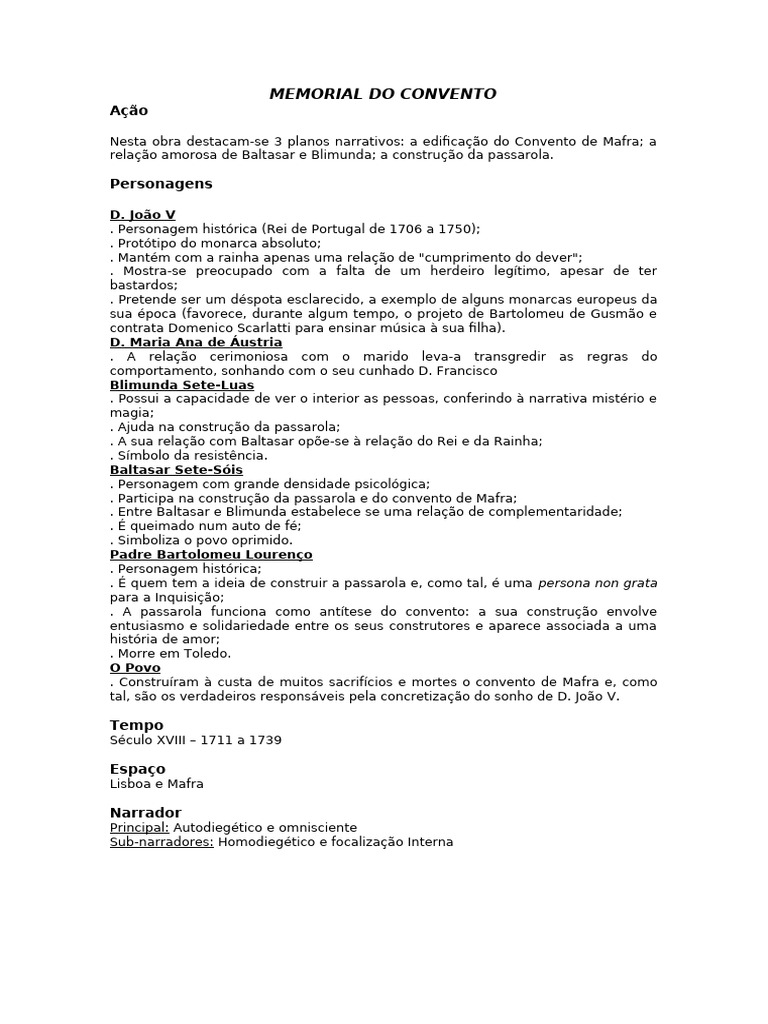 Análise de "Memorial do Convento" | PDF | Ficção Geral