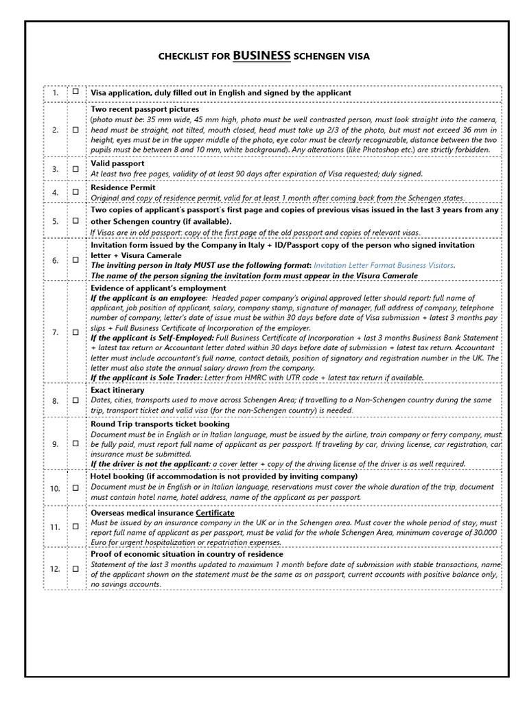 Business Checklist 2022 | PDF | Travel Visa | Passport