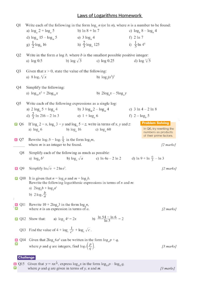 Laws of Logarithms | PDF